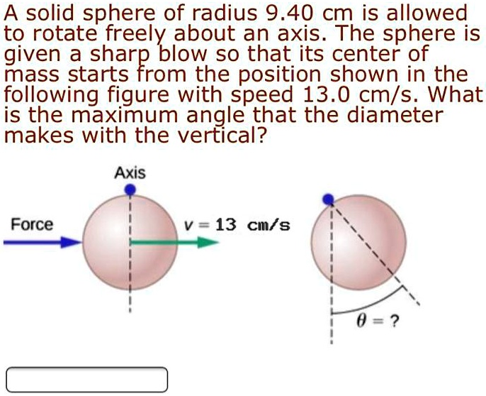 A solid sphere of radius 940 cm is allowed to rotate freely...