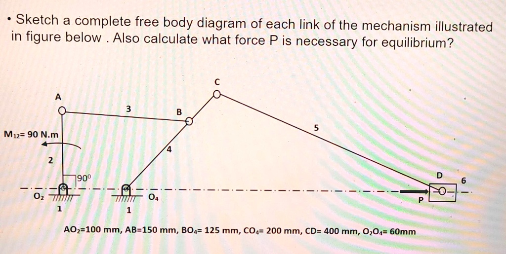 SOLVED: Sketch a complete free body diagram of each link of the ...