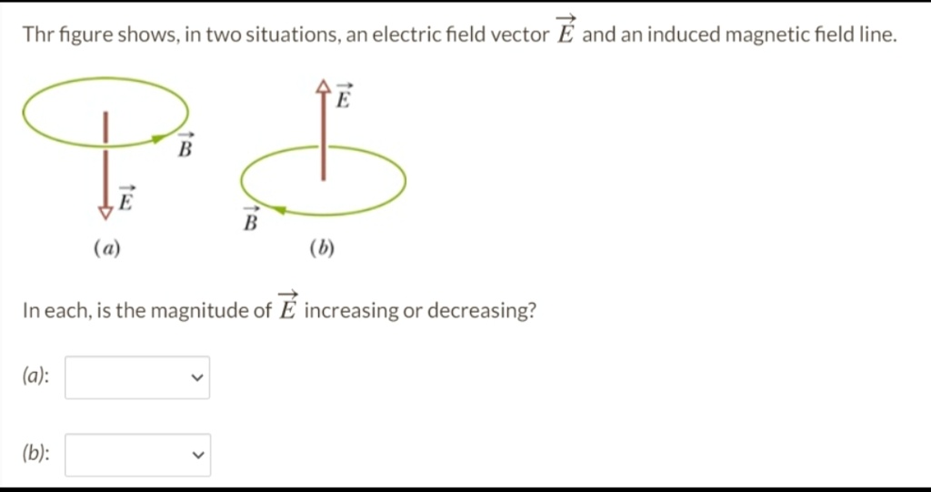 thr figure shows in two situations an electric field vector e and an ...