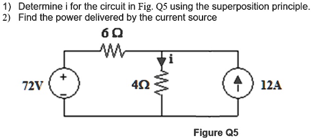 1 Determine I For The Circuit In Fig Q5 Using The Superposition