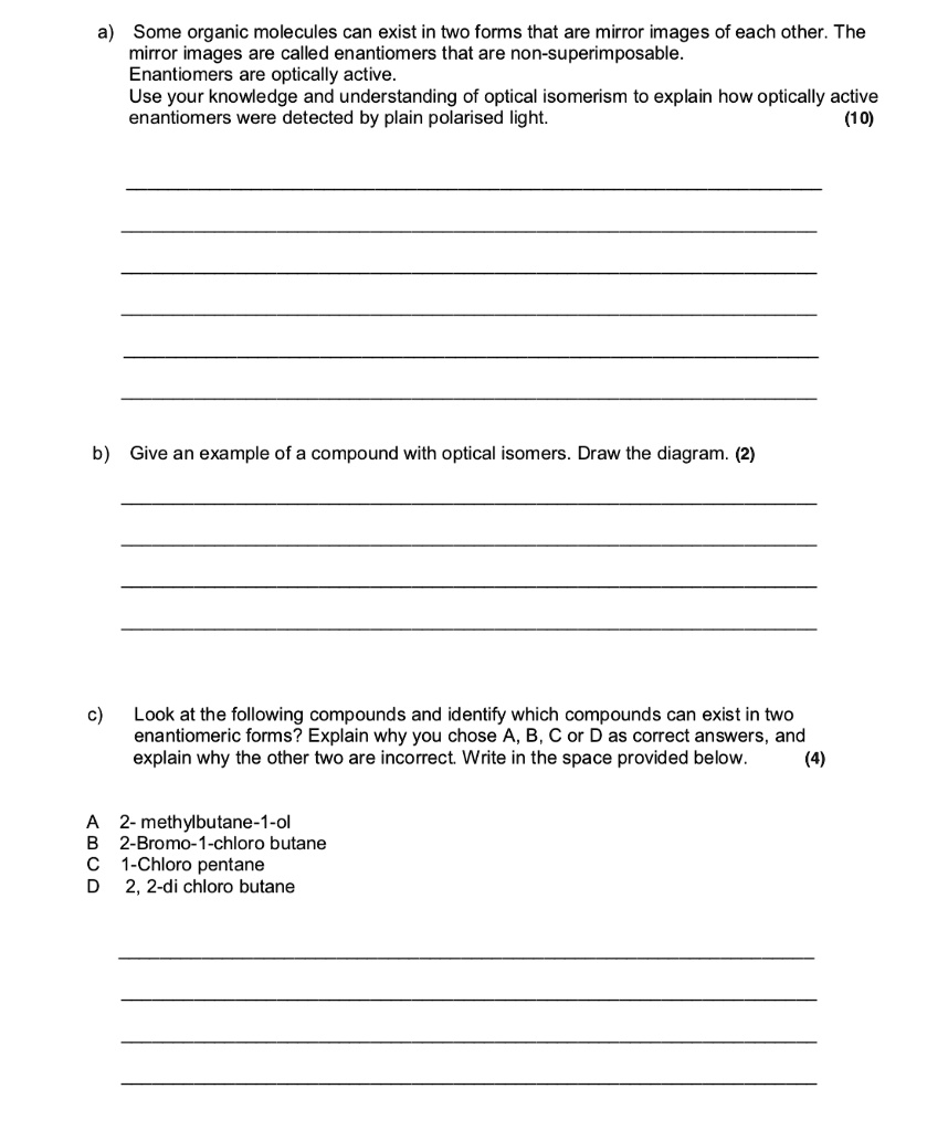 some organic molecules can exist in two forms that are mirror images of ...