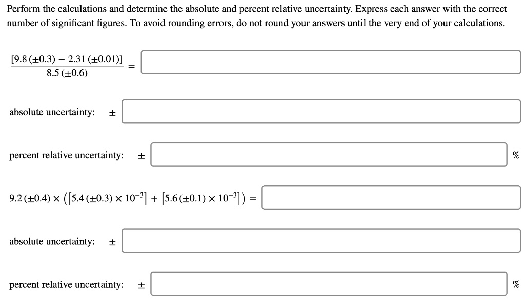 perform the calculations and determine the absolute and percent ...