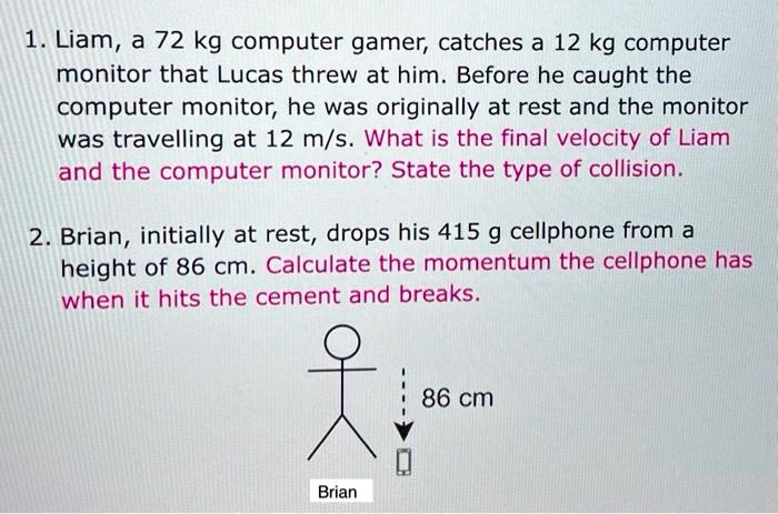 liam a 72 kg computer gamer catches a 12 kg computer monitor that lucas ...