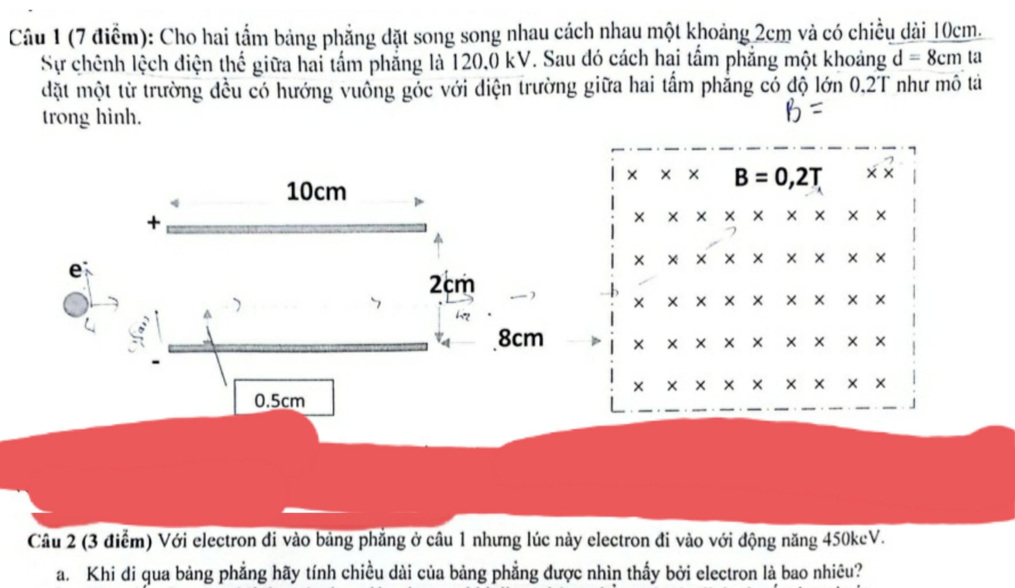 SOLVED: Câu 1 (7 ?i?m): Cho hai t?m b?ng ph?ng d?t song song nhau cách nhau m?t kho?ng 2 cm và ...