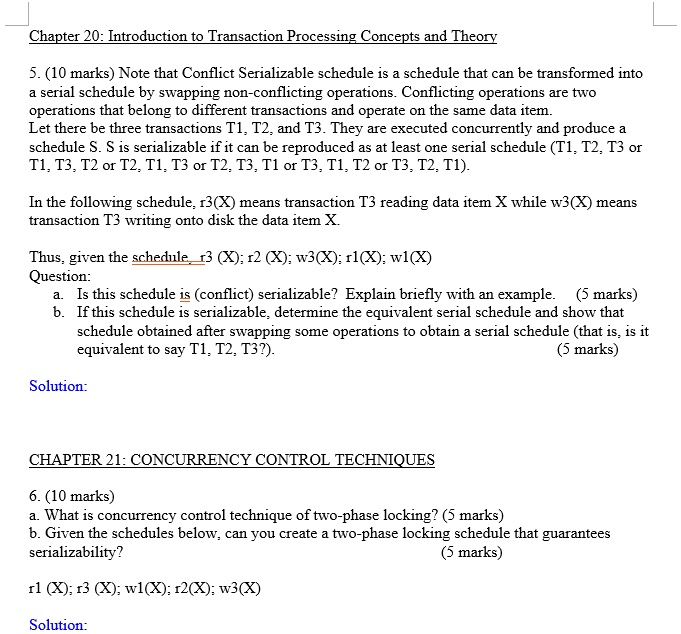 SOLVED: Chapter 20: Introduction to Transaction Processing Concepts and ... SOLVED: Chapter 20: Introduction to Transaction Processing Concepts and ...