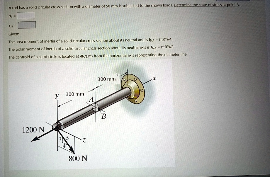 a rod has a solid circular cross section with a diameter of 50 mm is ...