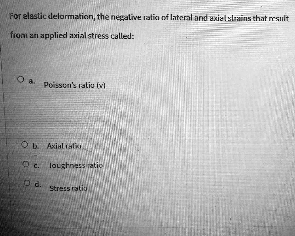 SOLVED: For elastic deformation, the negative ratio of lateral and ...