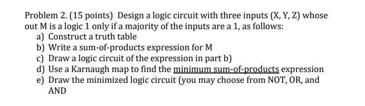 Solved Problem 2 15 Points Design A Logic Circuit With Three Inputs