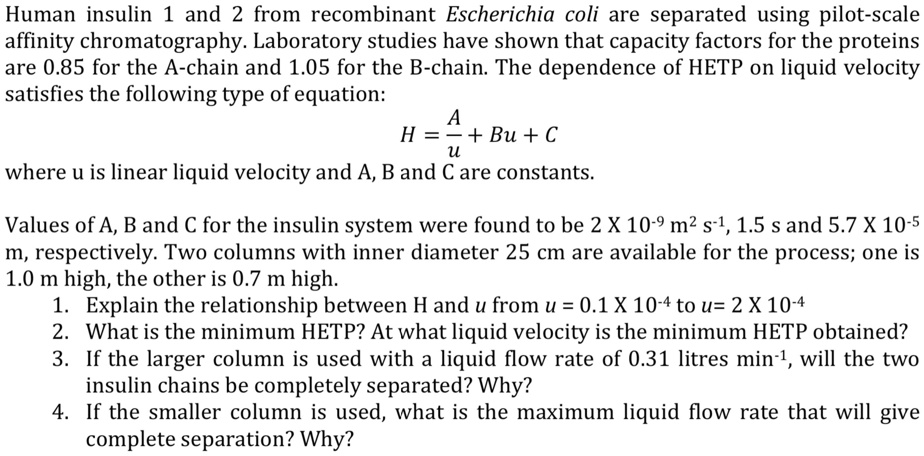 Human insulin 1 and 2 from recombinant Escherichia coli are separated ...