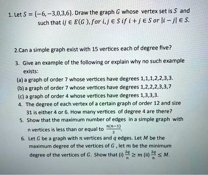 1 let 6 3036 draw the graph g whose vertex set is ad such that ij eg for ije sif ij s or li jl e ...