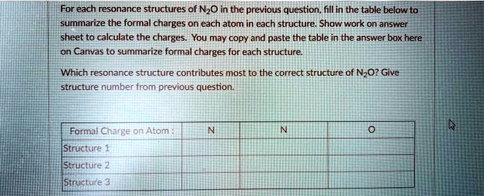 SOLVED: For each resonance structure of N2O in the previous question ...