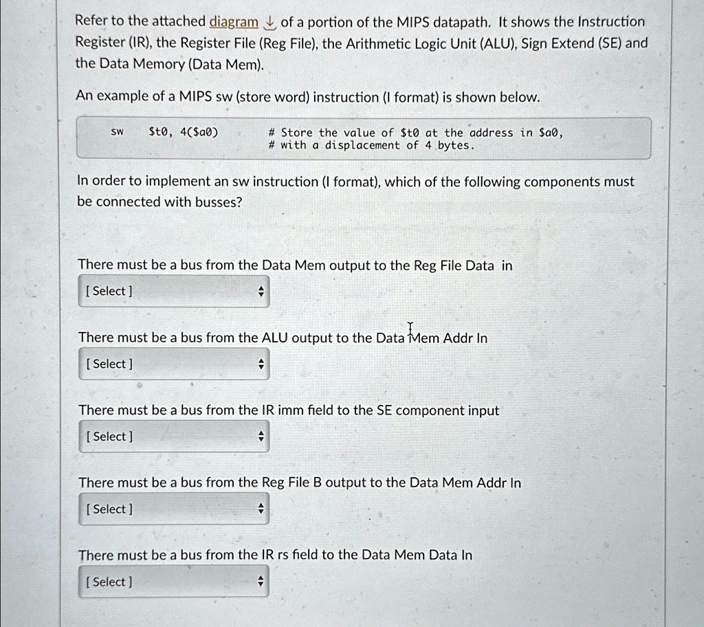 Refer to the attached diagram of a portion of the MIPS datapath. It ...