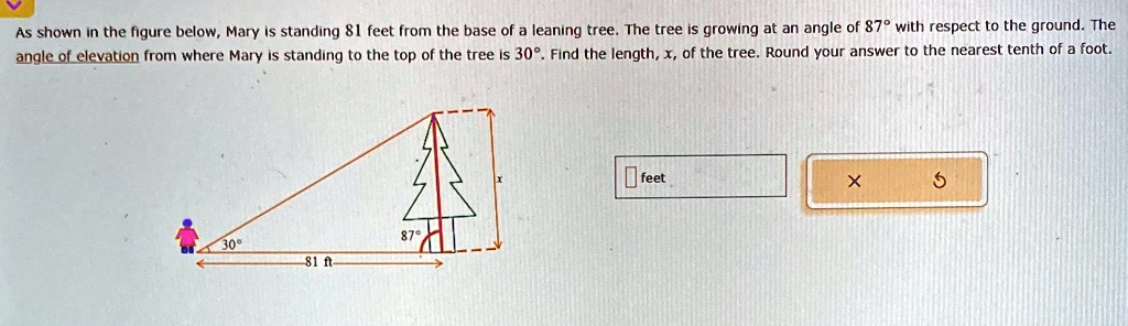SOLVED: As shown in the figure below, Mary is standing 81 feet from the ...