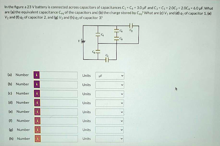 SOLVED:In the figure a 23 V battery is cornected across capacitors of capacitances C1 = Co = 3.0 ...