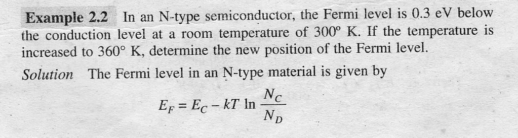 example 22in an n type semiconductorthe fermi level is 03 ev below the ...