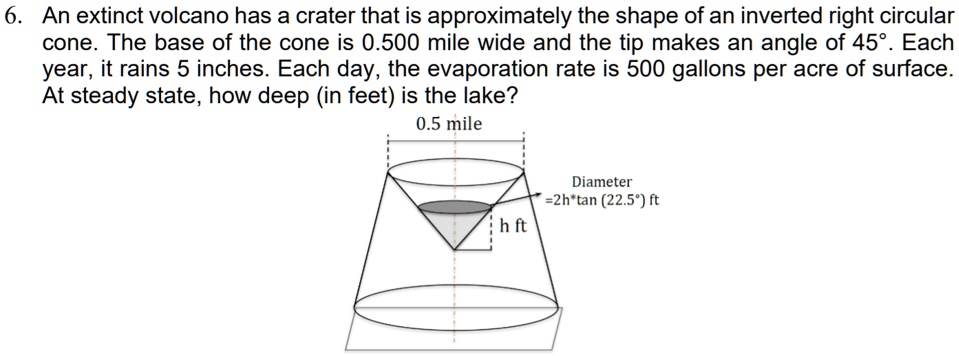6 an extinct volcano has a crater that is approximately the shape of an ...