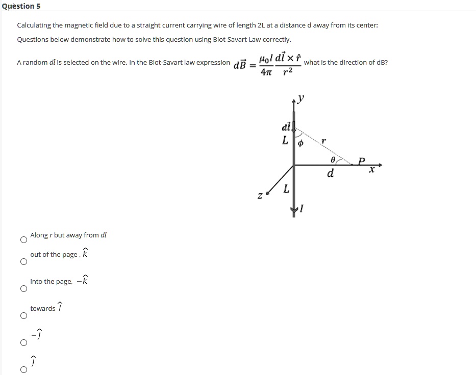 SOLVED:Question 5 Calculating the magnetic field due to straight ...