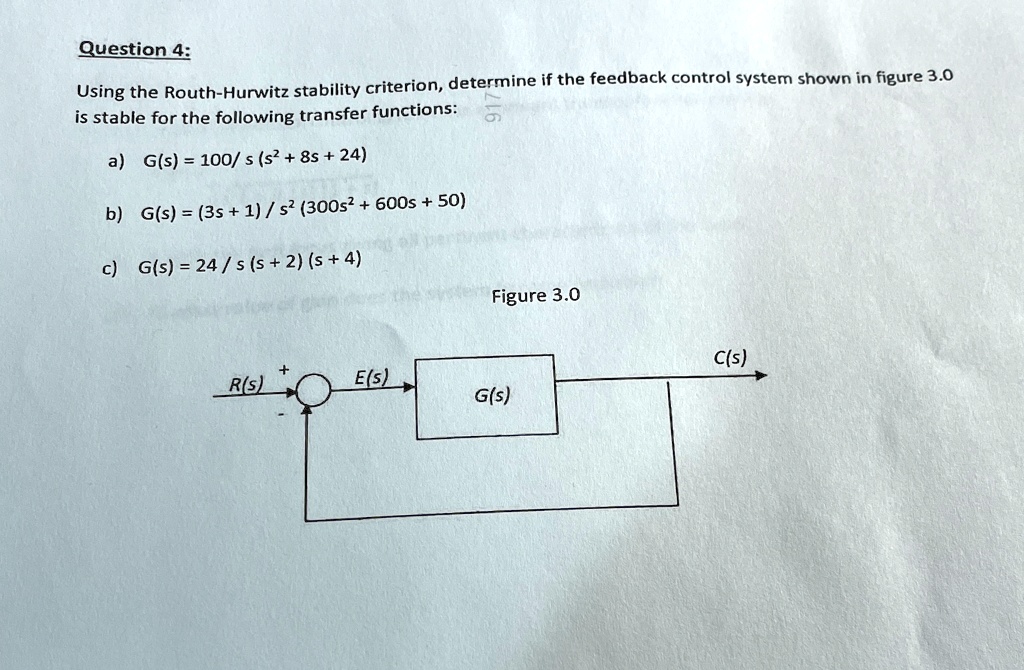 question 4 using the routh hurwitz stability criterion determine if the ...