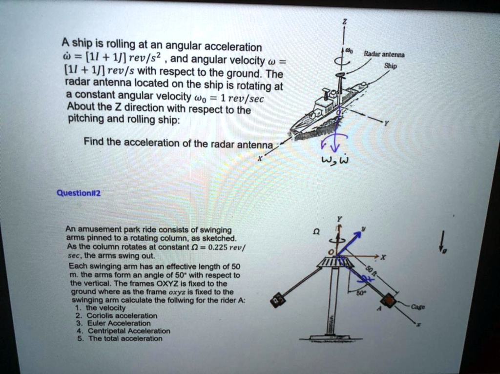 SOLVED: A ship is rolling at an angular acceleration =[11+1]]rev ...