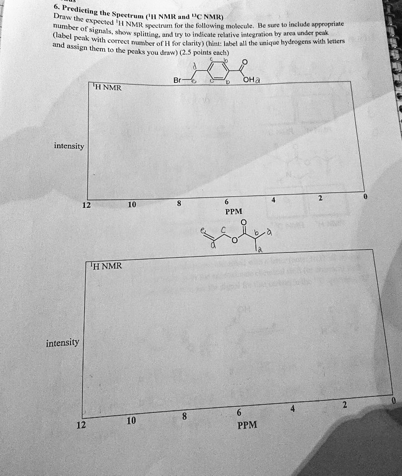 SOLVED: Predicting Draw - the Spectrum (1H NMR and 13C NMR) number expected 1H NMR spectrum for ...