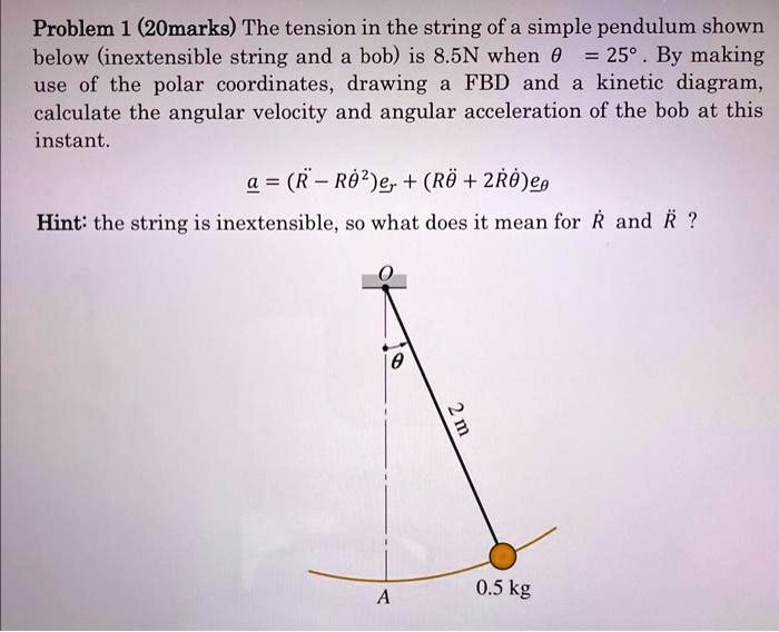 SOLVED: Problem 1(20marksThe tension in the string of a simple pendulum ...