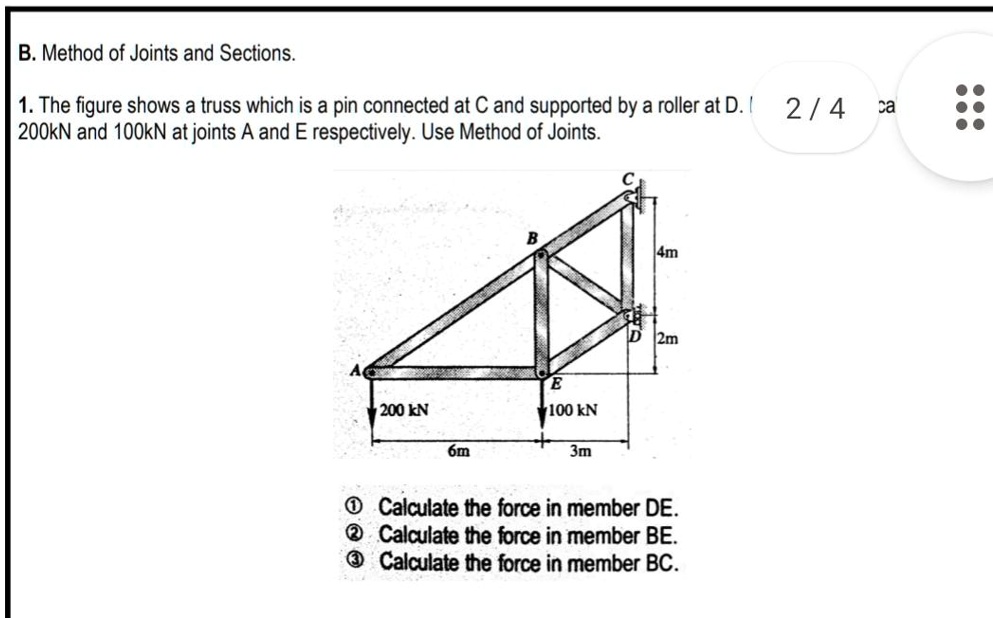 SOLVED: B. Method of Joints and Sections 1. The figure shows a truss ...