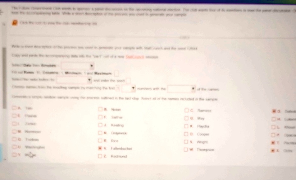 Check the icon to view the club membership list Write a short description of the process you ...