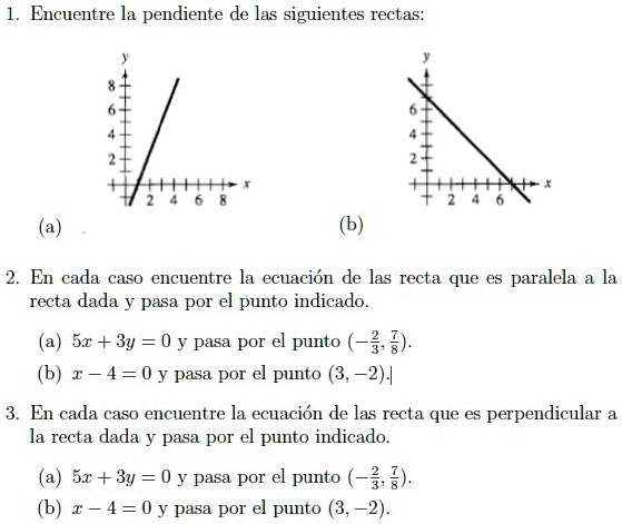 SOLVED: Encuentre la pendiente de las siguientes rectas: En cada caso ...