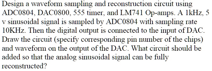 SOLVED: Design a waveform sampling and reconstruction circuit using ...