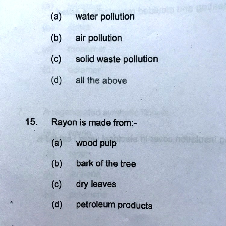 (a) water pollution (b) air pollution (c) solid waste pollution (d) all ...