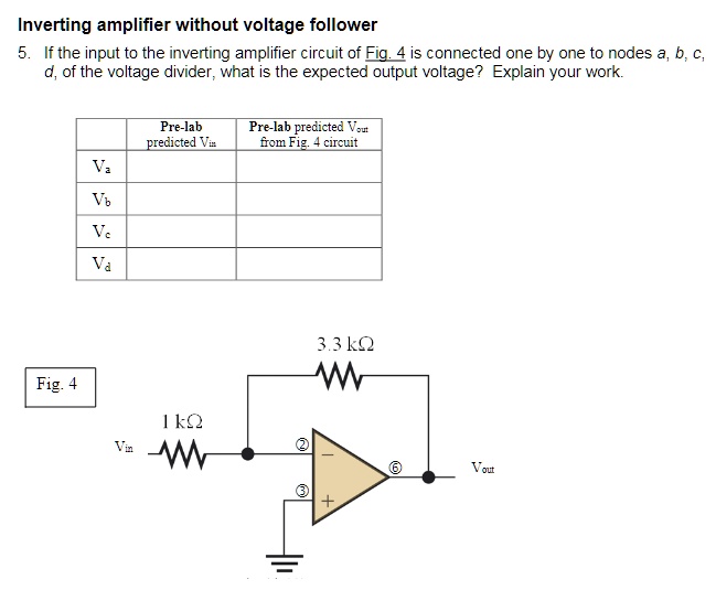 Inverting amplifier without voltage follower 5. If the input to the inverting amplifier circuit ...