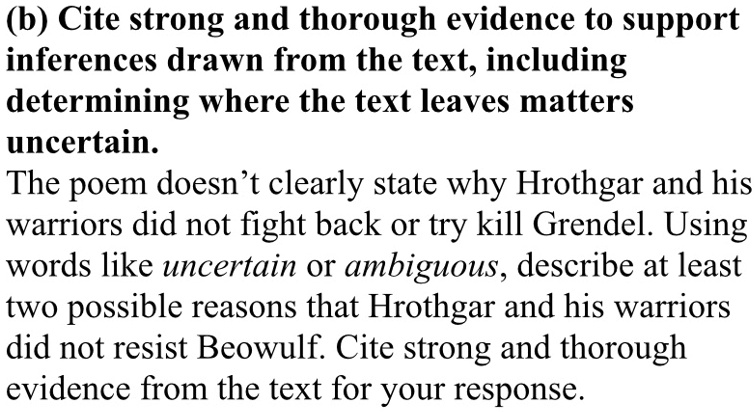 SOLVED: "(b) Cite strong and thorough evidence to support inferences ...