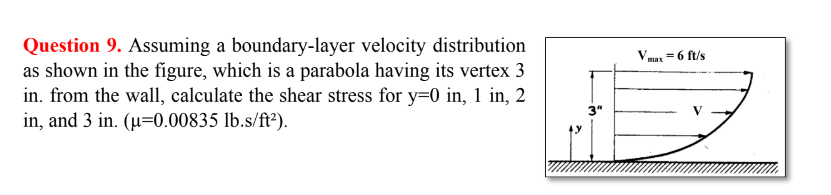 Question 9. Assuming a boundary-layer velocity distribution as shown in the figure, which is a ...
