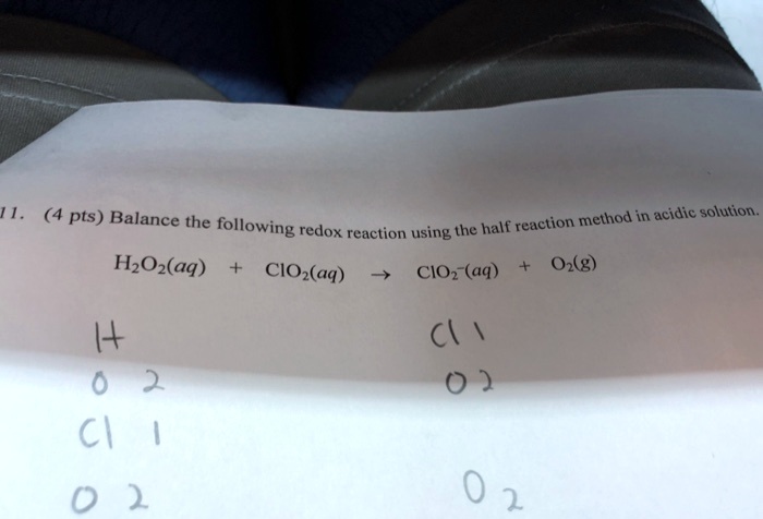 SOLVED: Balance the following redox reaction in acidic solution: H2O2 ...