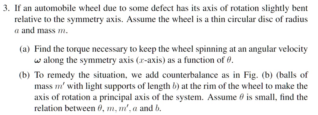 3. If an automobile wheel due to some defect has its axis of rotation slightly bent relative to ...