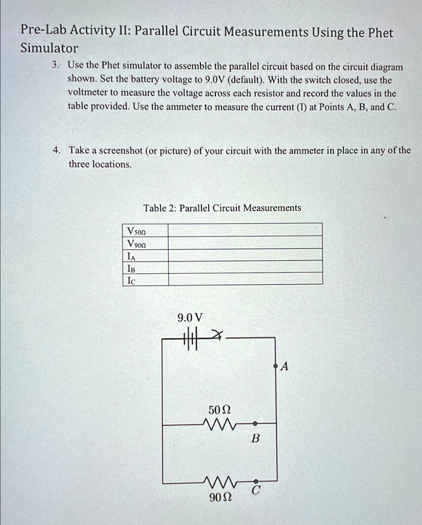 pre lab activity ii parallel circuit measurements using the phet ...