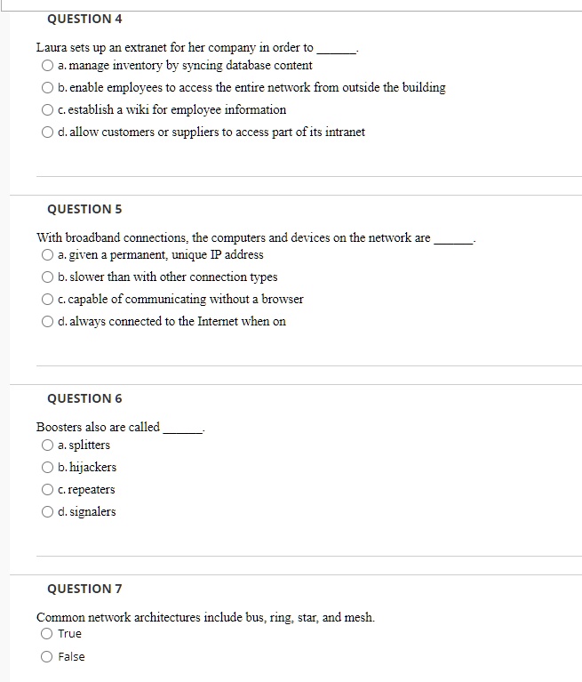 question 4 laura sets up an extranet for her company in order to a manage inventory by syncing ...