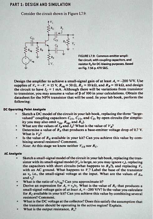 SOLVED: Do the hand calculations PART 1: DESIGN AND SIMULATION Consider ...