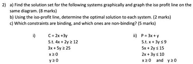 SOLVED: a) Find the solution set for the following systems graphically ...