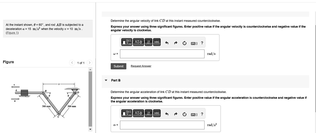 Determine the angular velocity of link CD at this instant measured ...