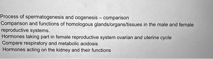 Process of spermatogenesis and oogenesis – comparison Comparison and ...