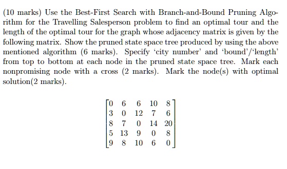 Use the Best-First Search with Branch-and-Bound Pruning Algorithm for the Traveling Salesperson ...