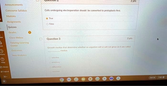 SOLVED: Texts: 7.10san 2pts Announcements Course Syllabus Cells ...