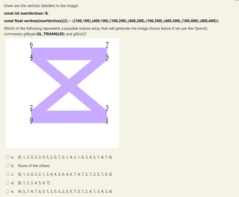 Solved Given Are The Vertices Labelled In The Image Const Int Numvertices8 Const Float 5164