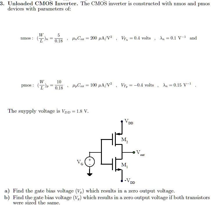 3. Unloaded CMOS Inverter. The CMOS inverter is constructed with nmos ...
