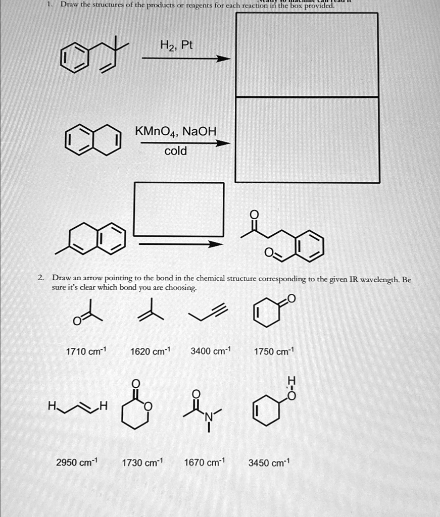 1. Draw the structures of the products or reagents for each reaction in ...