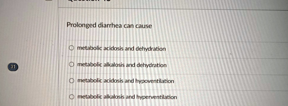 Prolonged diarrhea can cause: - metabolic acidosis and dehydration ...
