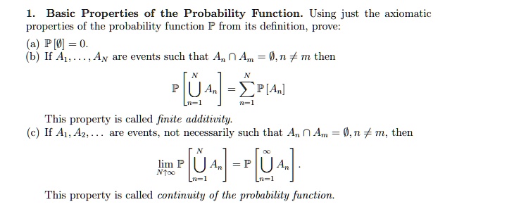 SOLVED: Basic Properties of the Probability Function. Using just the ...