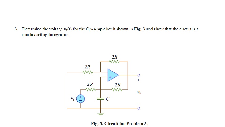 SOLVED: Determine the voltage vo(t) for the Op-Amp circuit shown in Fig ...