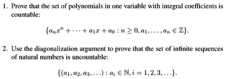 SOLVED: Prove that the set of polynomials in one variable with integral ...